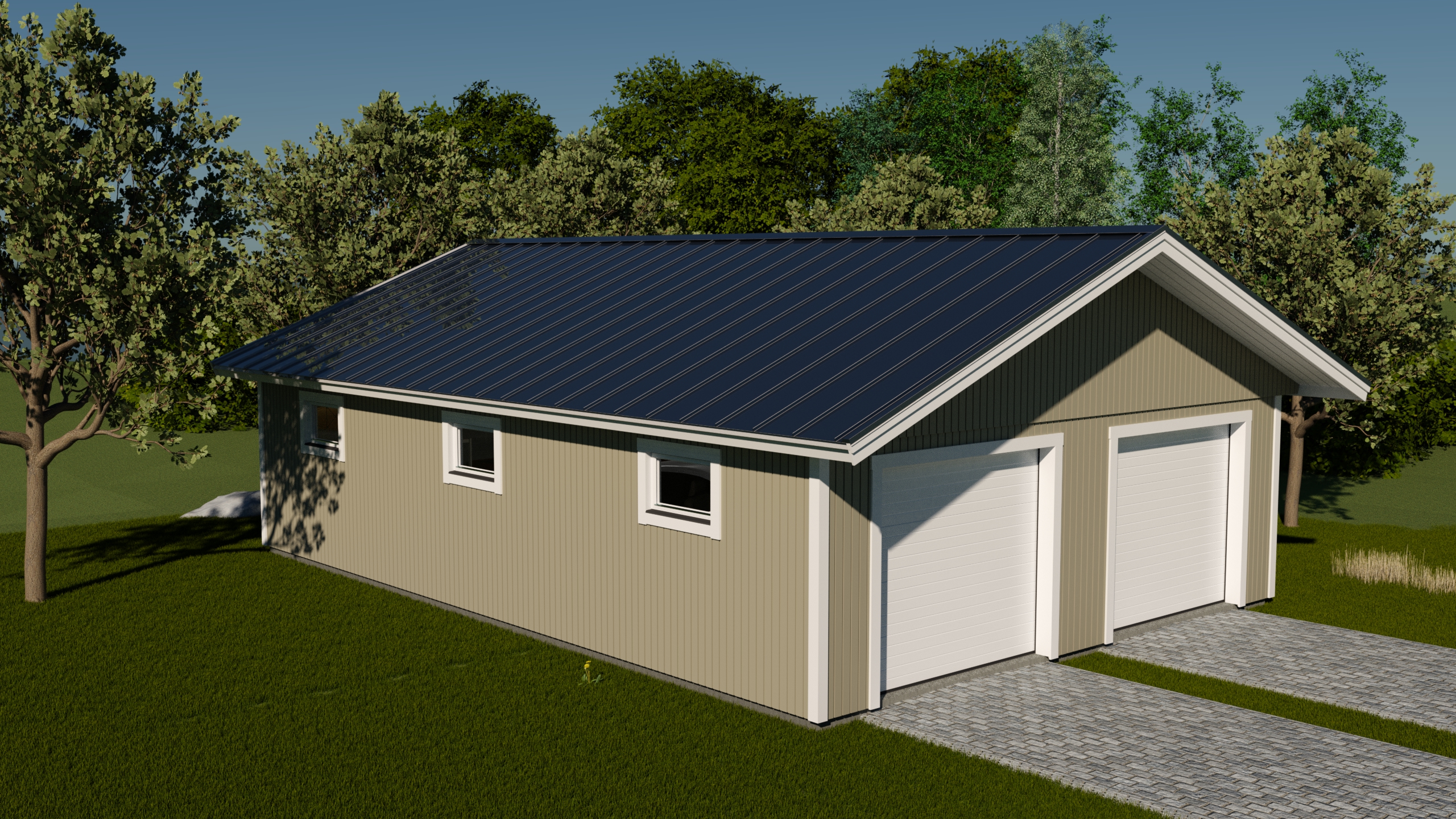 Dobbelgarasje Nallo 81 kvm → Enkelt Byggesett